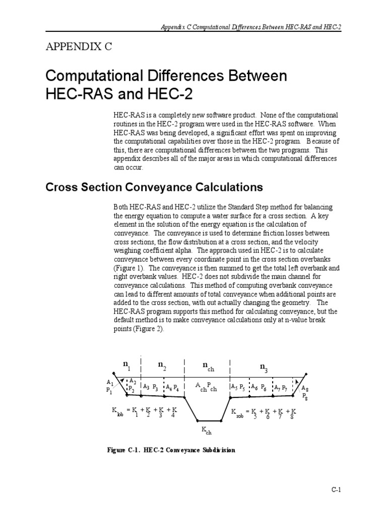 Computational Differences Between HEC-RAS and HEC-2: Appendix C | PDF ...