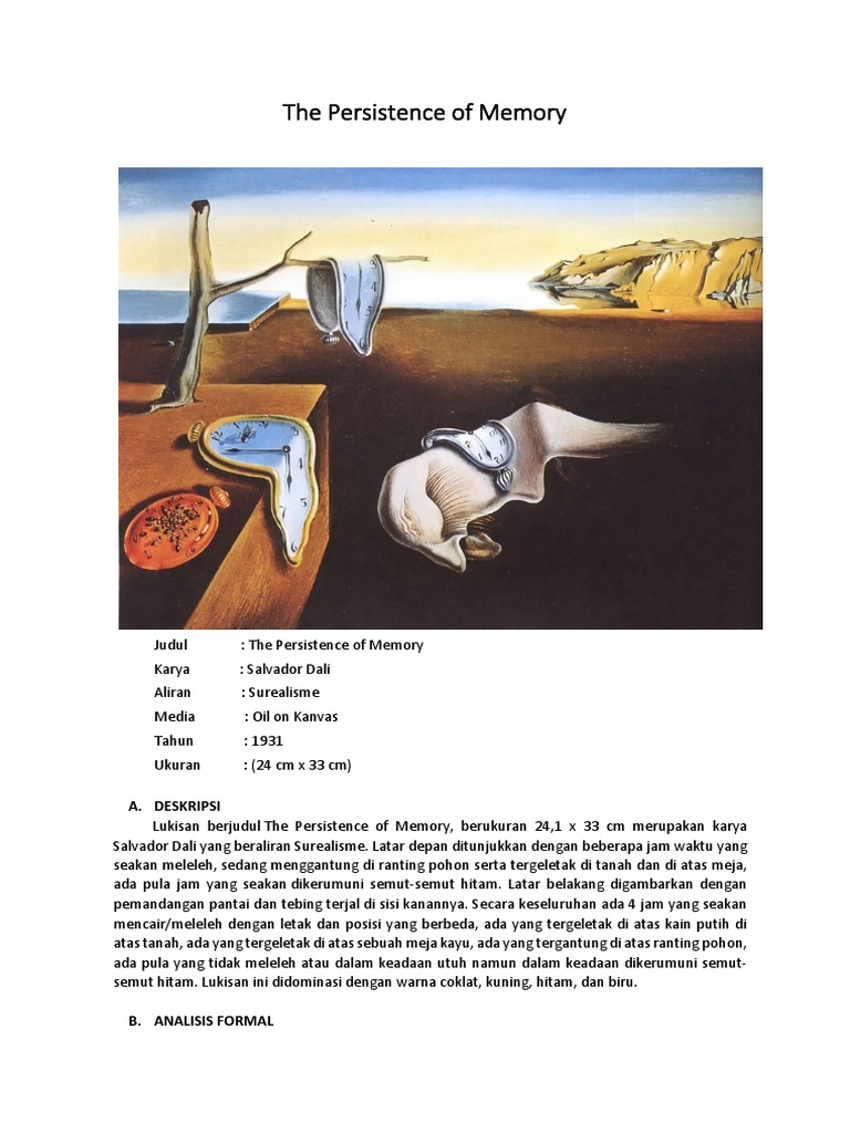 Analisis Lukisan The Persistence of Memory | PDF | Puisi