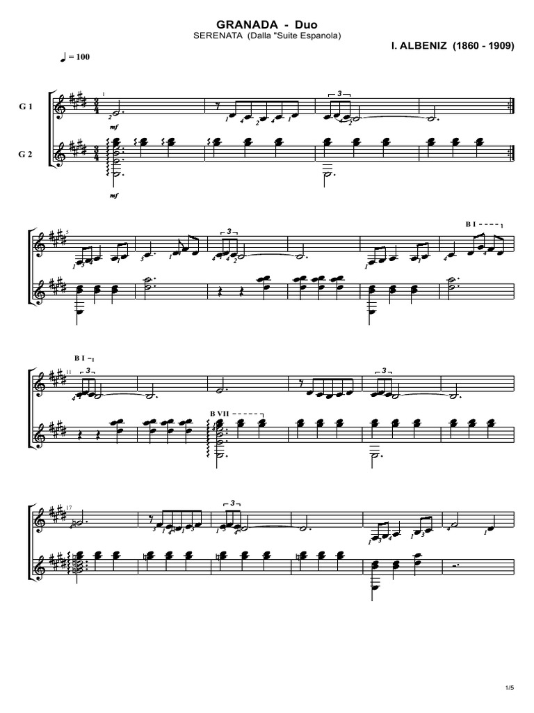 Duo - GRANADA - ALBENIZ PDF | PDF