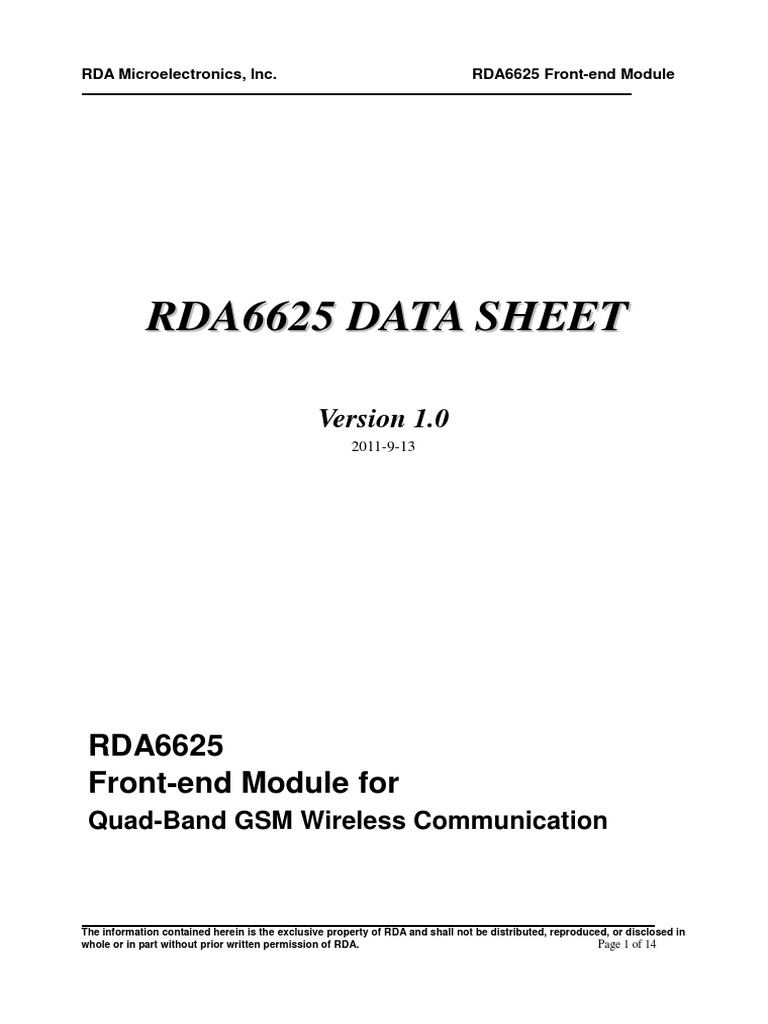 Rda Microelectronics Rda6625 | PDF | Amplifier | Cmos