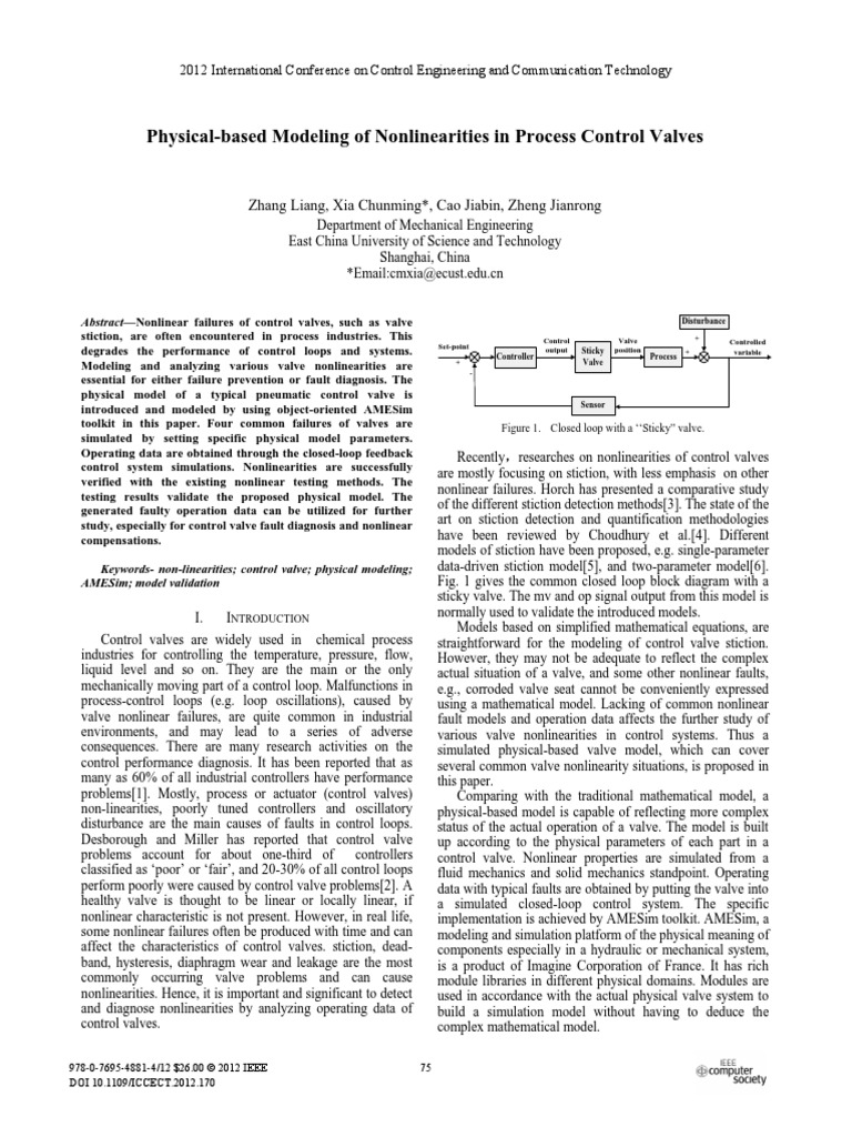 Physical-Based Modeling of Nonlinearities in Process Control Valves | Download Free PDF ...