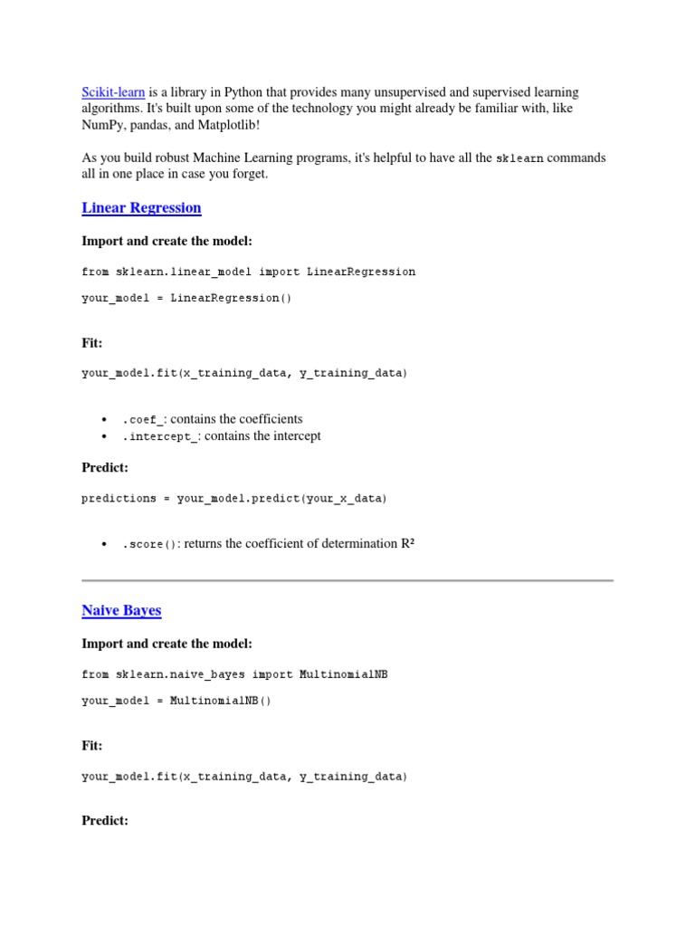 Linear Regression: Scikit-Learn | PDF | Algorithms And Data Structures | Statistical Classification