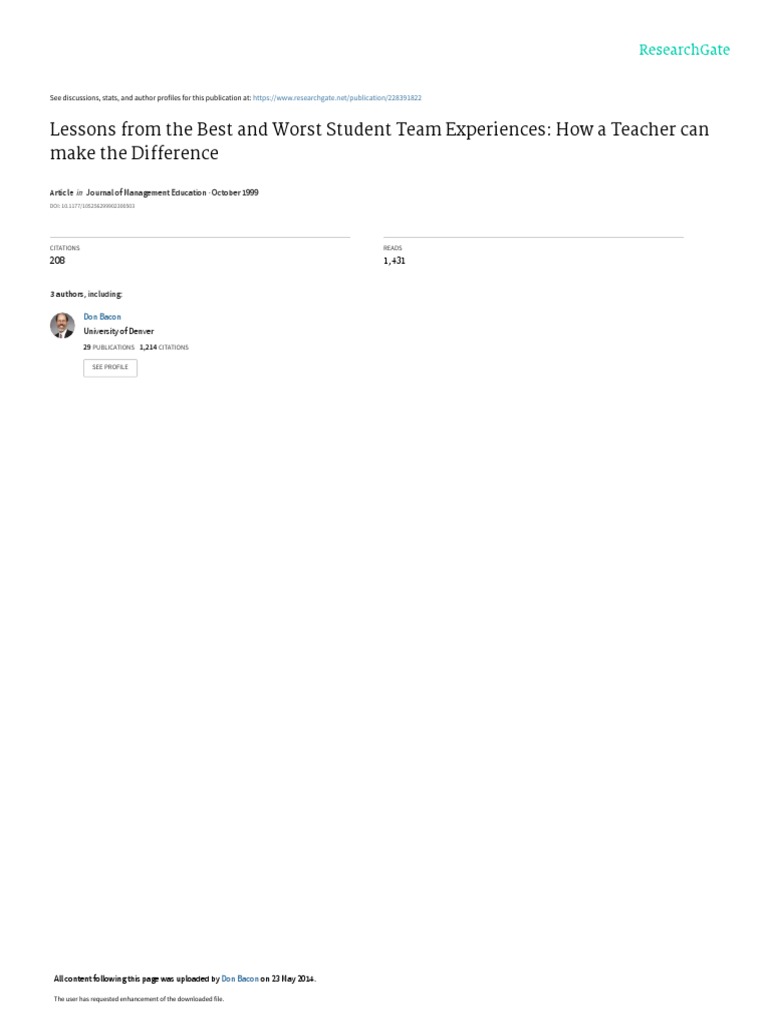 Lessons From The Best and Worst Student Team Exper PDF | PDF | Survey ...