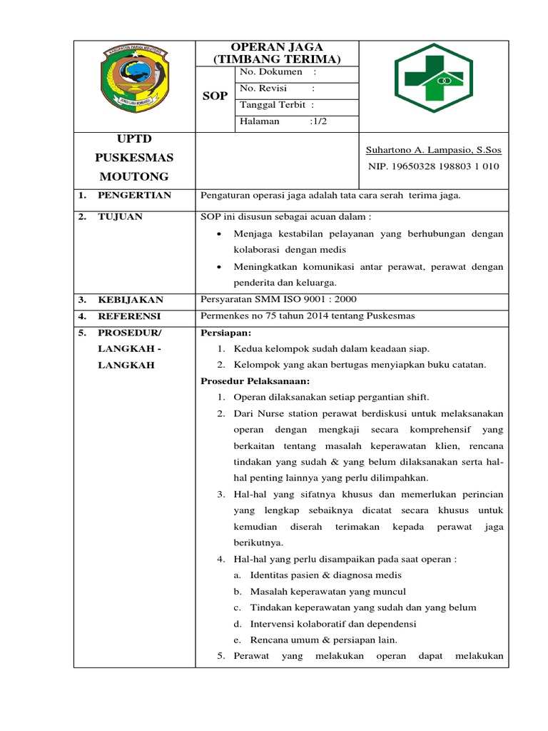 Sop Operan Jaga | PDF