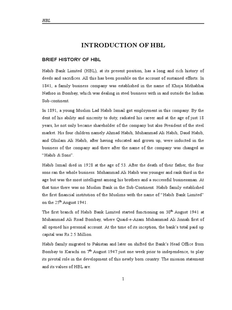 Introduction of HBL | PDF | Debt | Equity (Finance)