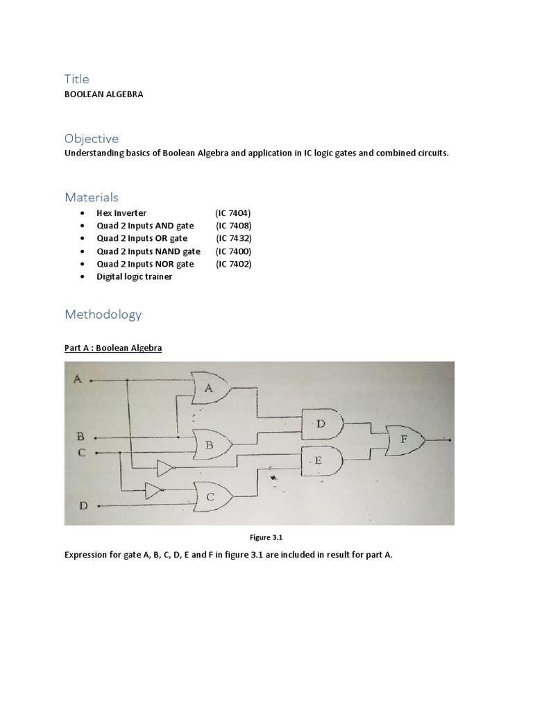 Experiment 3: Boolean Algebra. | PDF | Logic Gate | Boolean Algebra