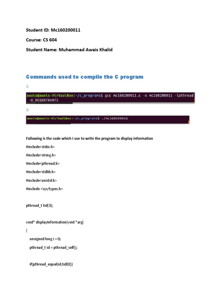 Awais Khalid's C Program Overview | PDF