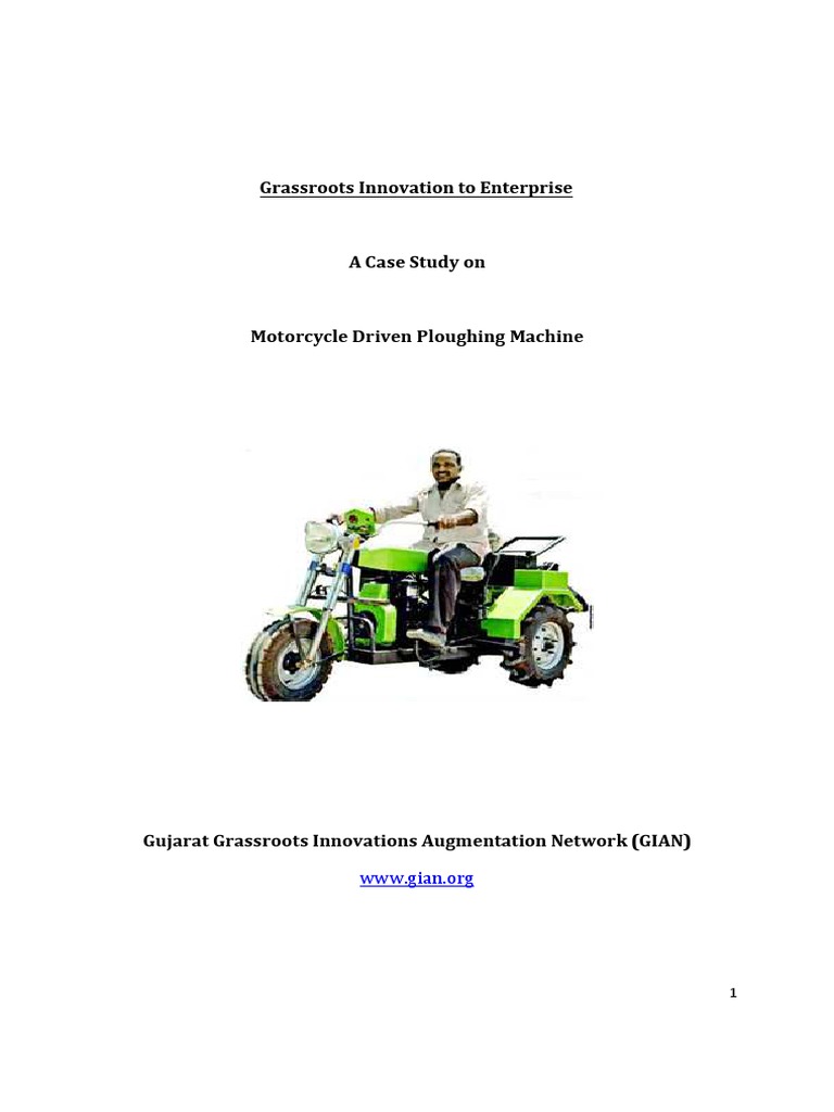 A Case Study On Motorcycle Driven Ploughing Machine | PDF | Tractor ...