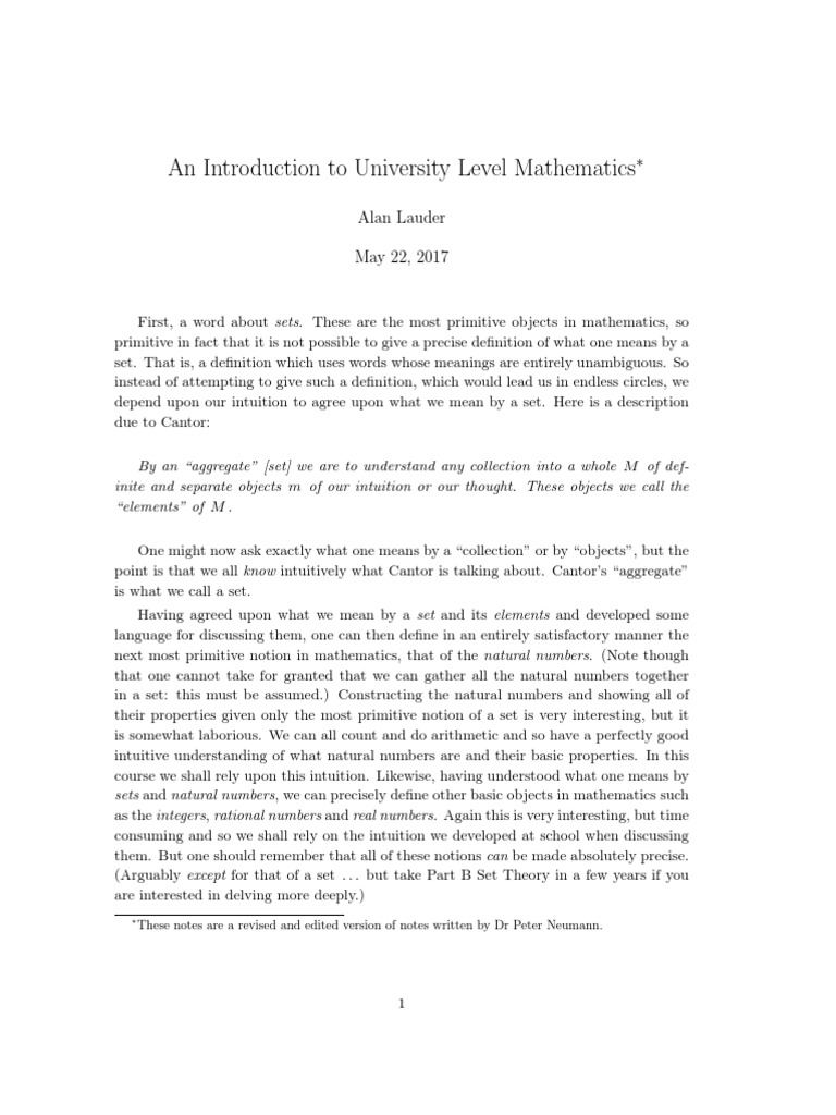 An Introduction To University Level Mathematics | PDF | Set ...