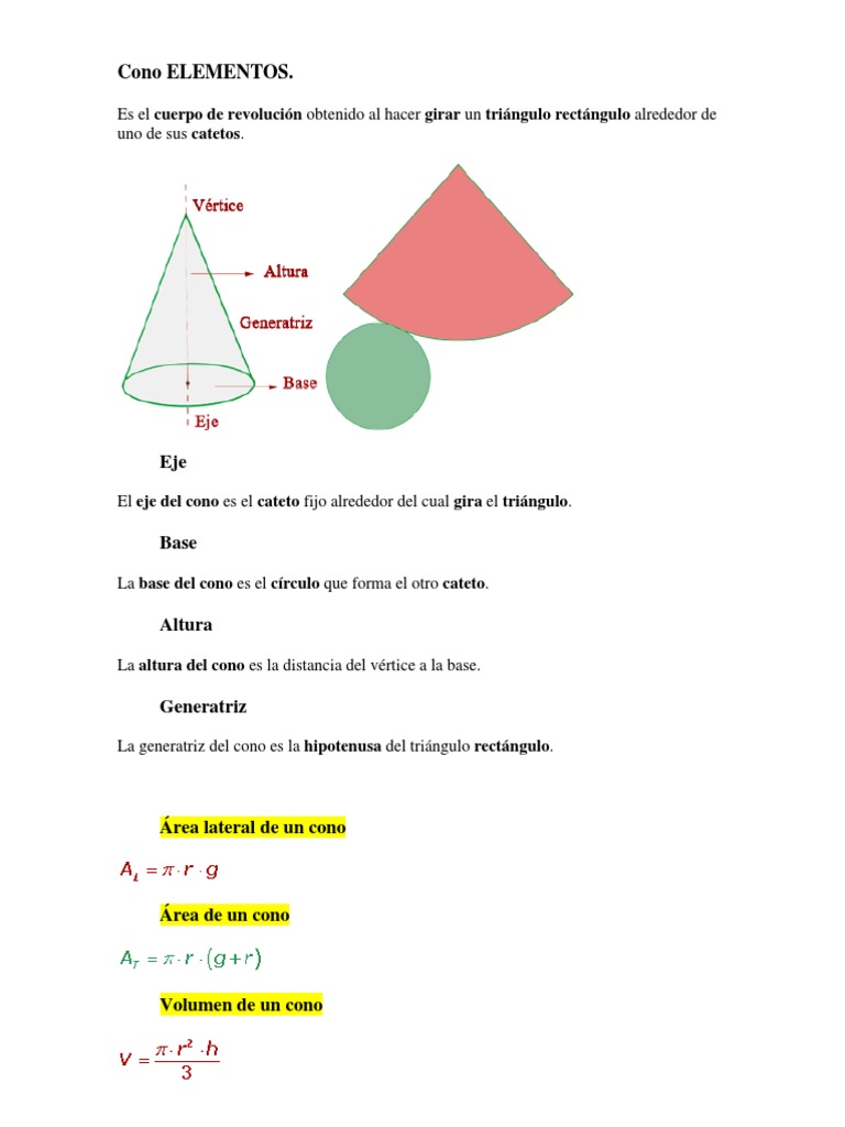 Elementos y Aplicaciones del Cono | PDF