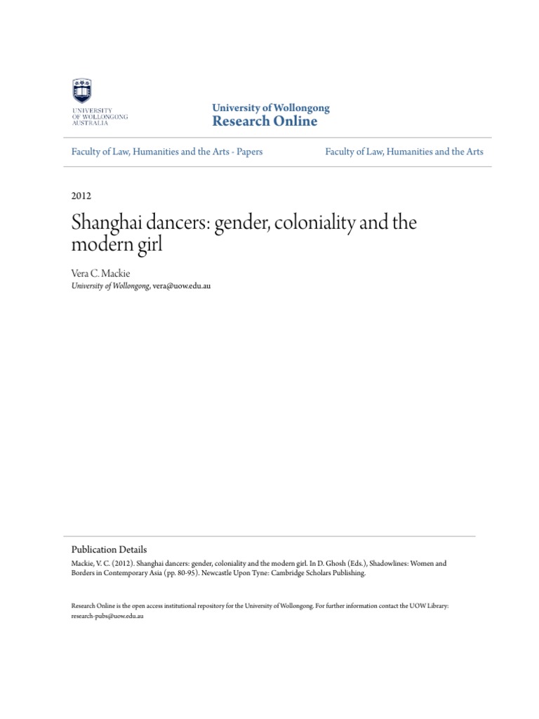 Shanghai Dancers: Gender, Coloniality and The Modern Girl: Research ...