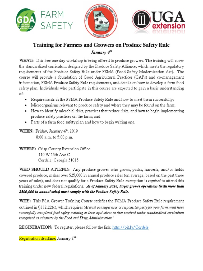 PSA Grower Training Announcement Crisp County | PDF