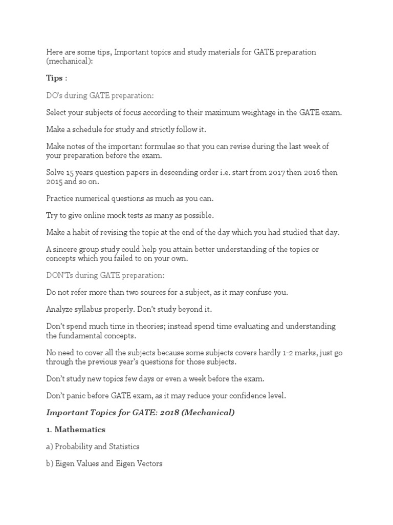 Tips For Gate Preparation | PDF | Eigenvalues And Eigenvectors ...