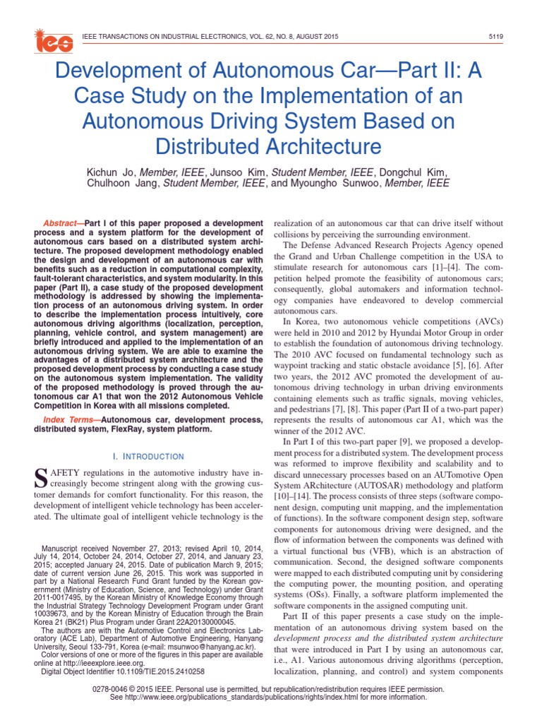 Development of Autonomous Car-Part II: A Case Study On The Implementation of An Autonomous ...