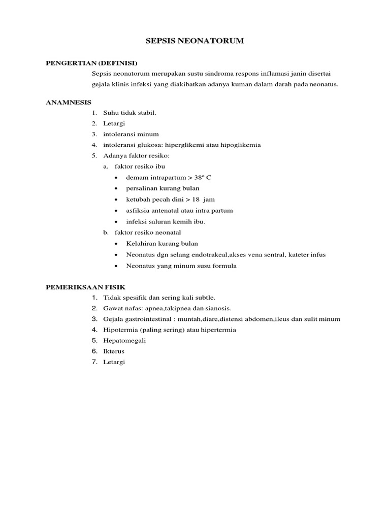 PPK Sepsis Neonatorum | PDF