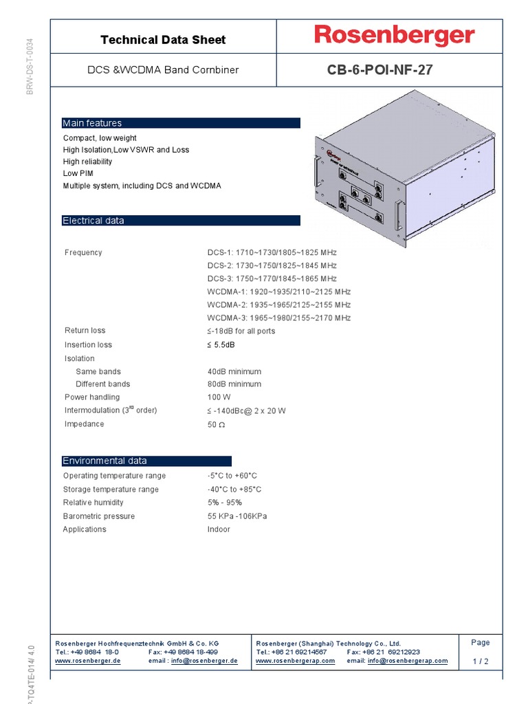 CB-6-POI-NF-27: Technical Data Sheet | PDF | Electronic Engineering ...