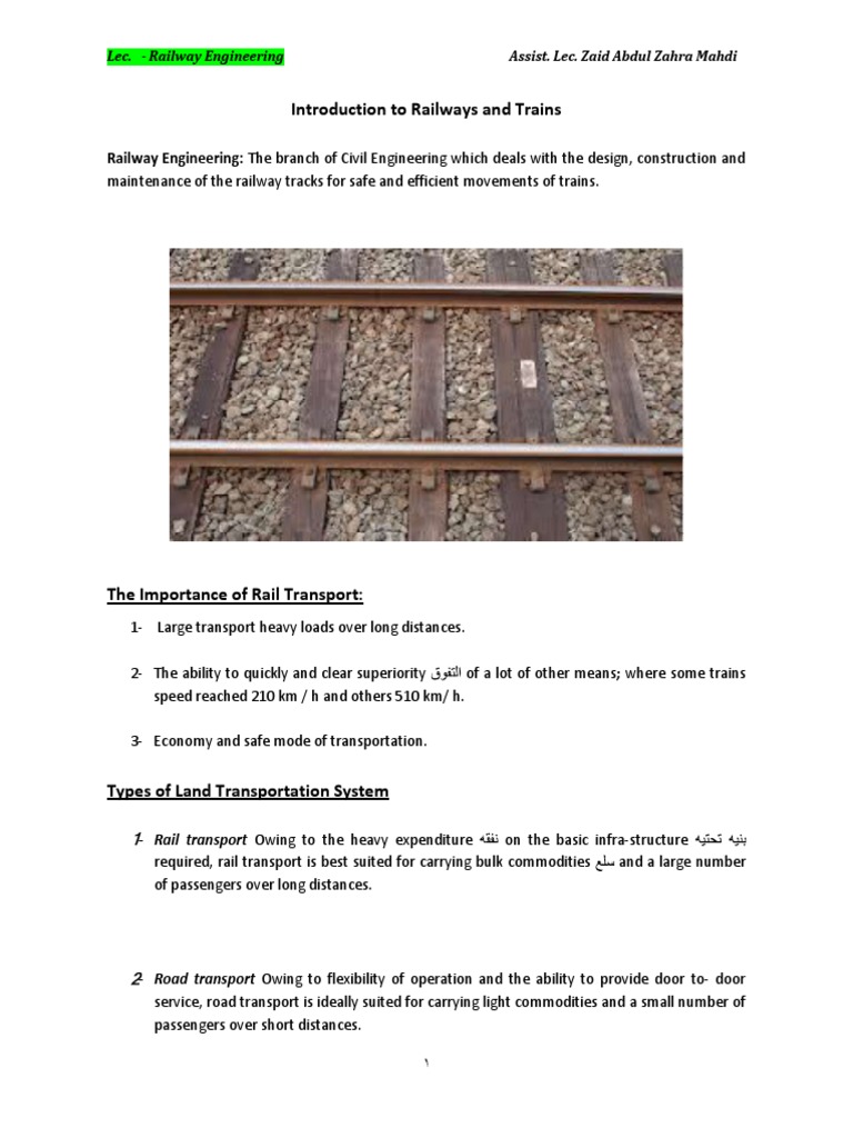 Introduction To Railways and Trains | PDF | Rail Transport | Train