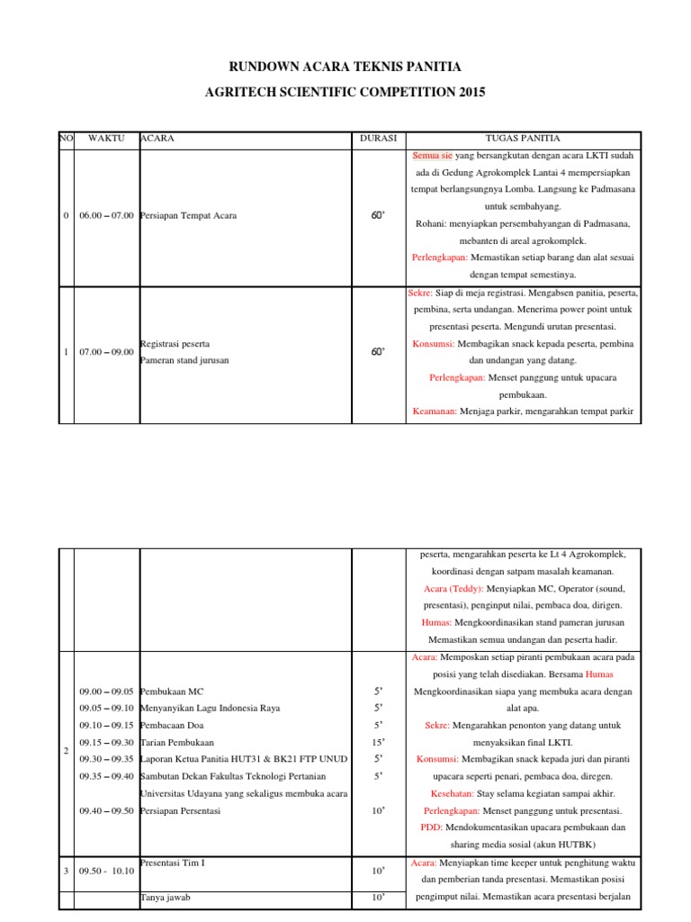 Rundown Acara Agritech 2015 | PDF