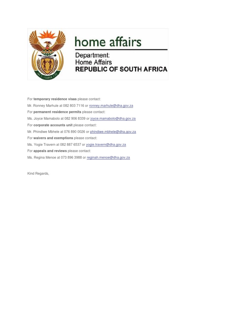 Home Affairs Contact Information | PDF