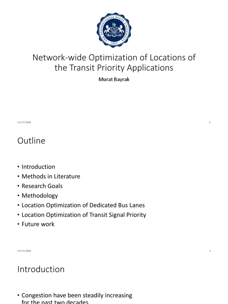 Network-Wide Optimization of Locations of The Transit Priority Applications | PDF | Genetic ...