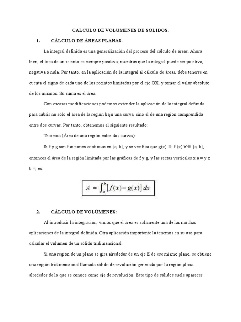 Calculo de Volumenes de Solidos | PDF | Integral | Matemática Elemental