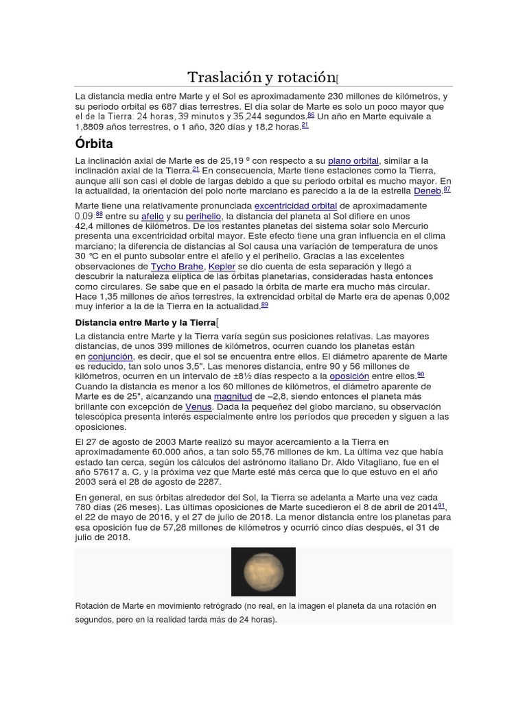 Órbita y Rotación de Marte: Datos Clave | PDF | Rover (Exploración ...