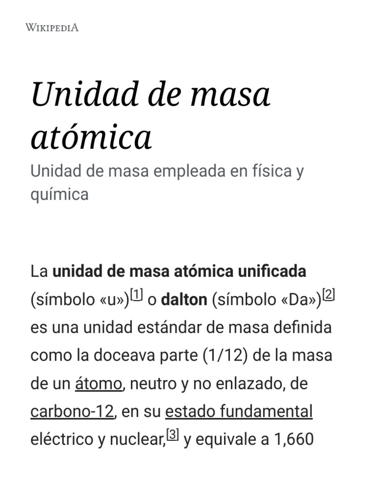 Unidad de Masa Atómica | PDF | Ciencias fisicas | Química