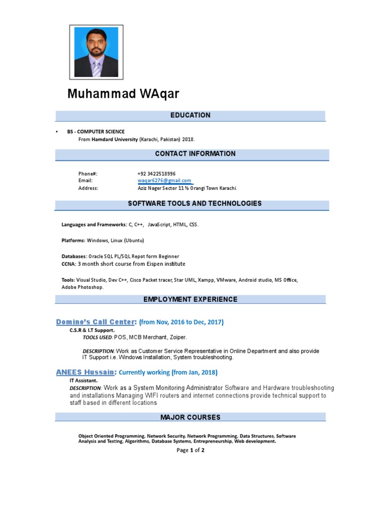Muhammad Waqar: Education | PDF | Java Script | Software