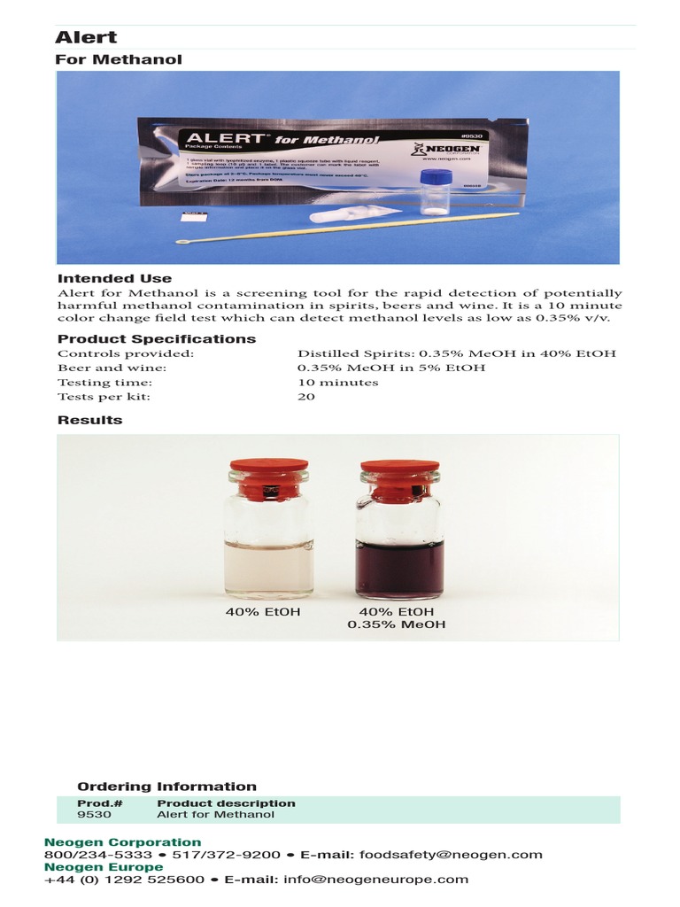 Rapid Methanol Detection Kit | PDF | Science & Mathematics | Technology ...