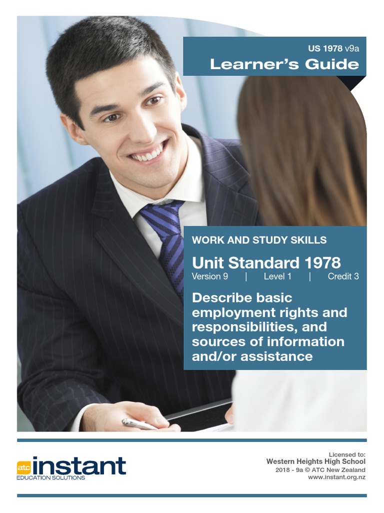 1978v9a Learners Guide | PDF | Employment | Occupational Safety And Health