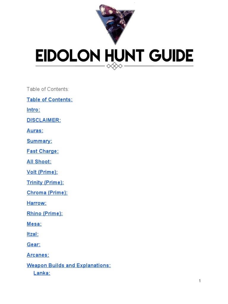 Eidolon Hunt Guide | PDF | Nature