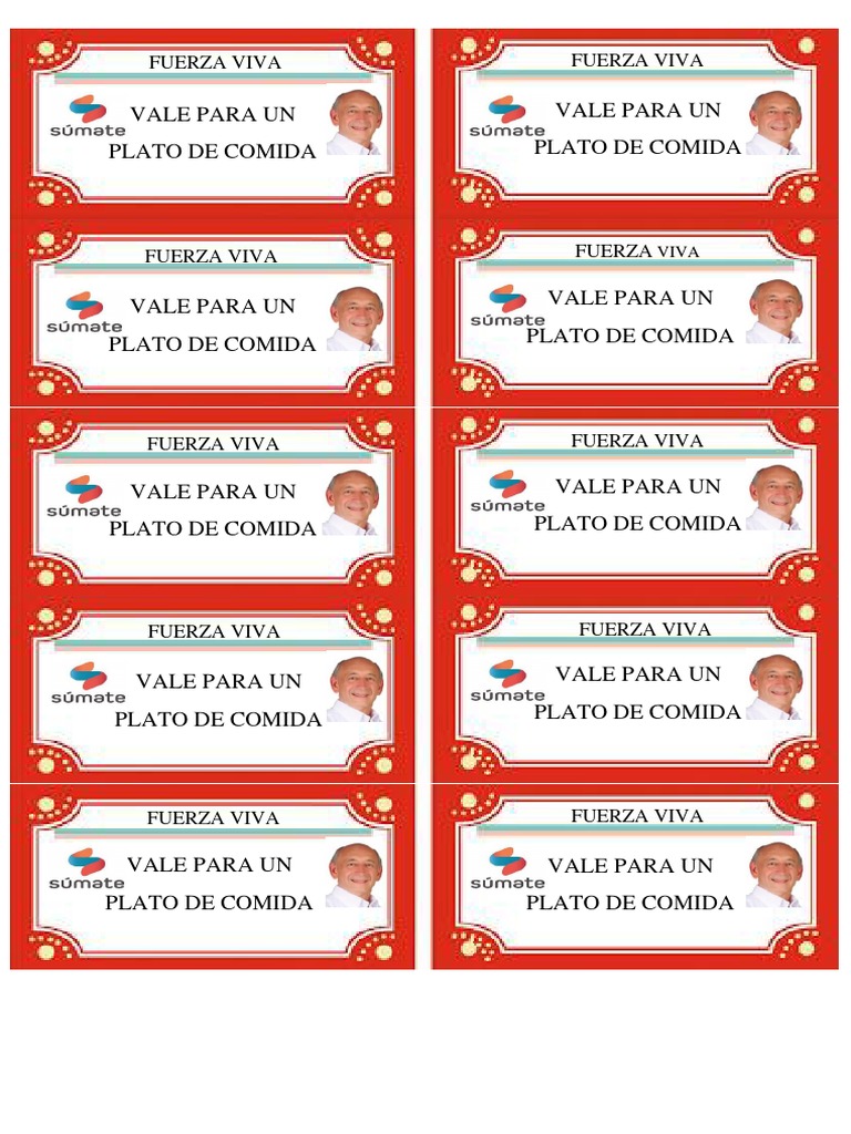 Un vale repetido para un plato de comida gratis en Fuerza Viva | PDF