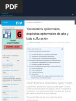 Yacimiento Epitermal de Baja, Intermedia y Alta Sulfuración | PDF | Minerales | Roca (geología)