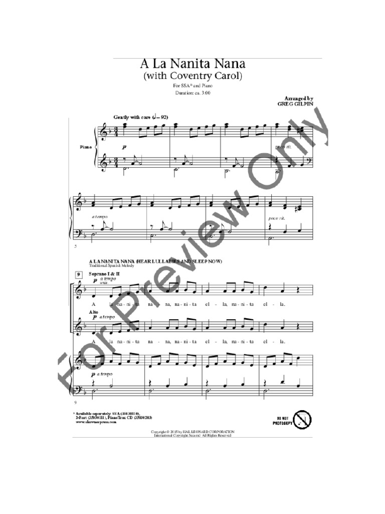 A La Nanita Nana Greg Gilpin | PDF