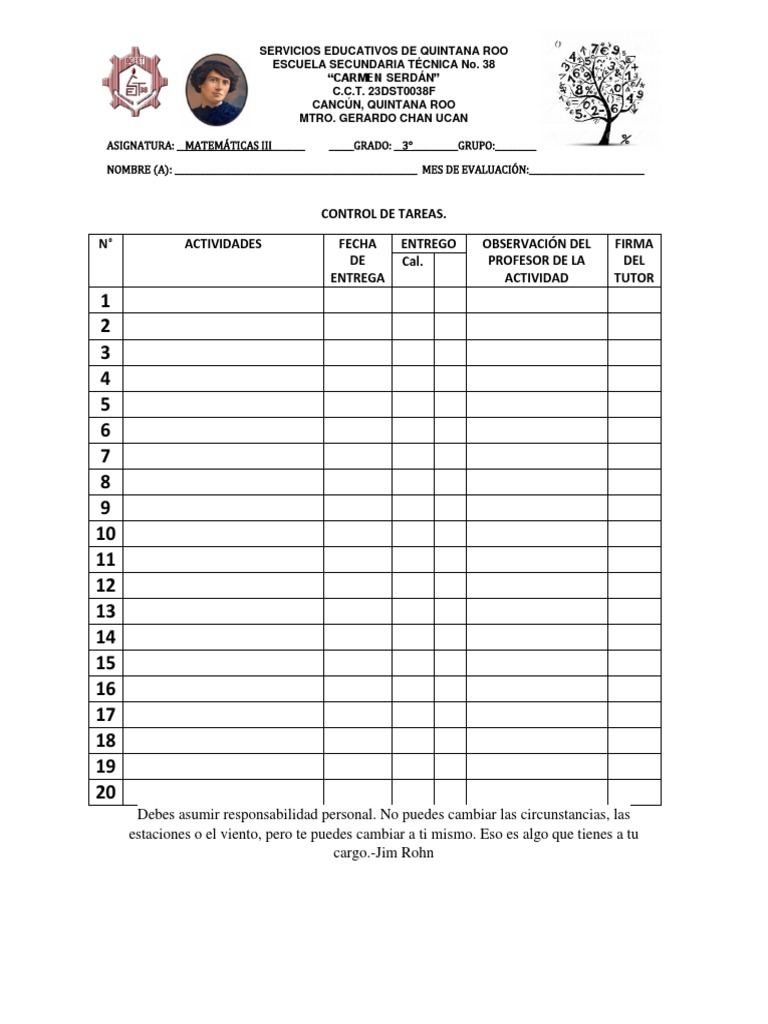 Tabla Control de Tareas | PDF