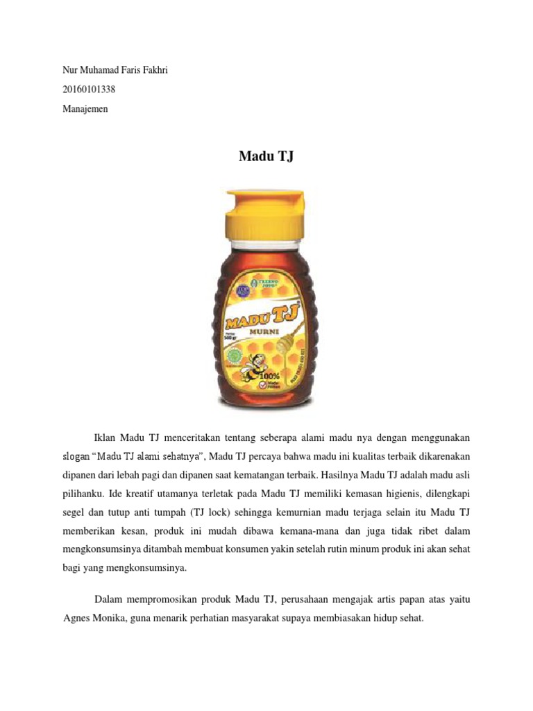 Madu TJ (Tugas) | PDF | Kesehatan Holistik | Gaya Hidup