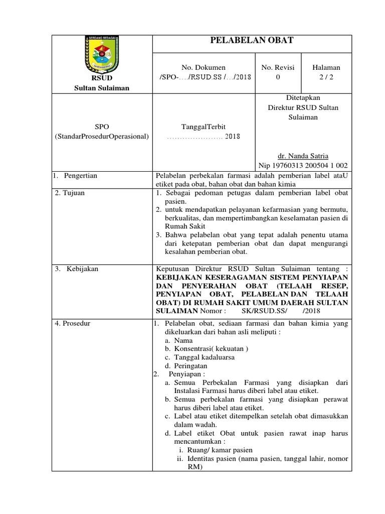 SPO. Pelabelan Obat | PDF