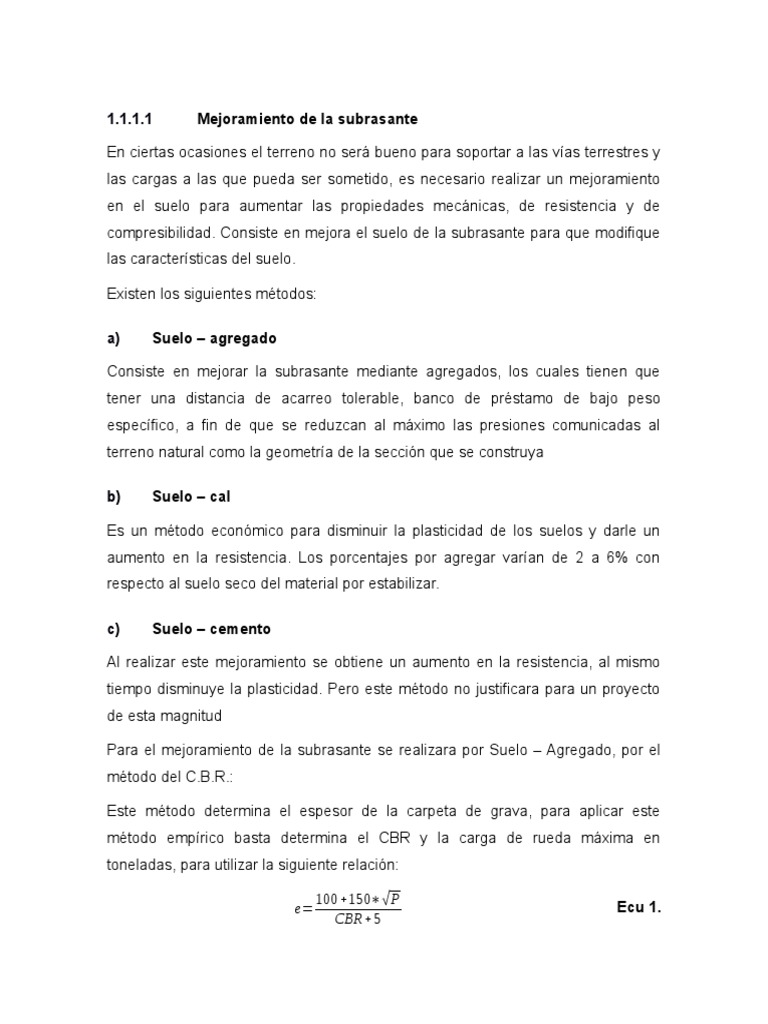 Mejoramiento de La Subrasante | PDF | Volumen | Plasticidad (Física)
