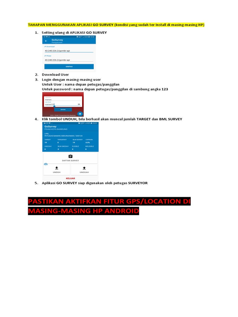 Tahapan Menggunakan Aplikasi Go Survey | PDF