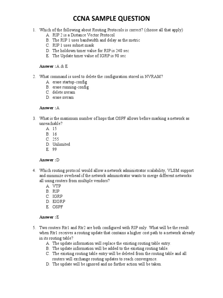 Ccna Sample Question Pdf Computer Network Router Computing