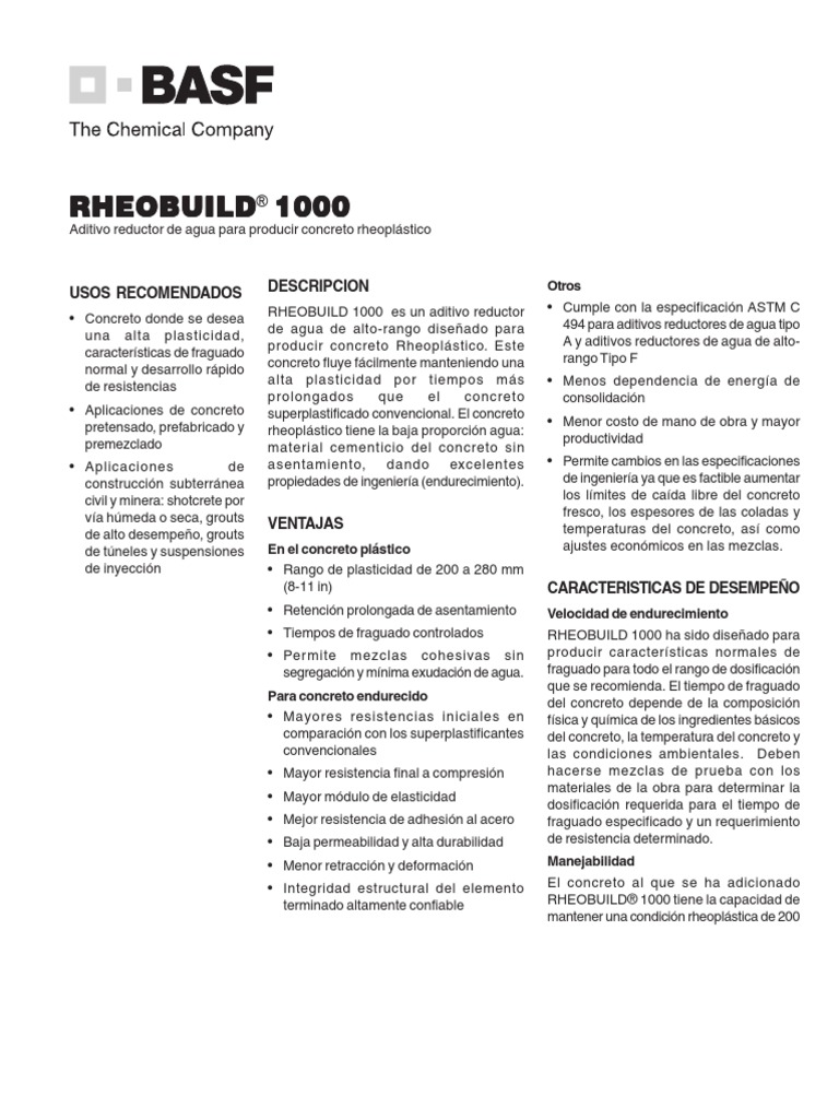 RHEOBUILD | PDF | Hormigón | Ingeniería de Edificación