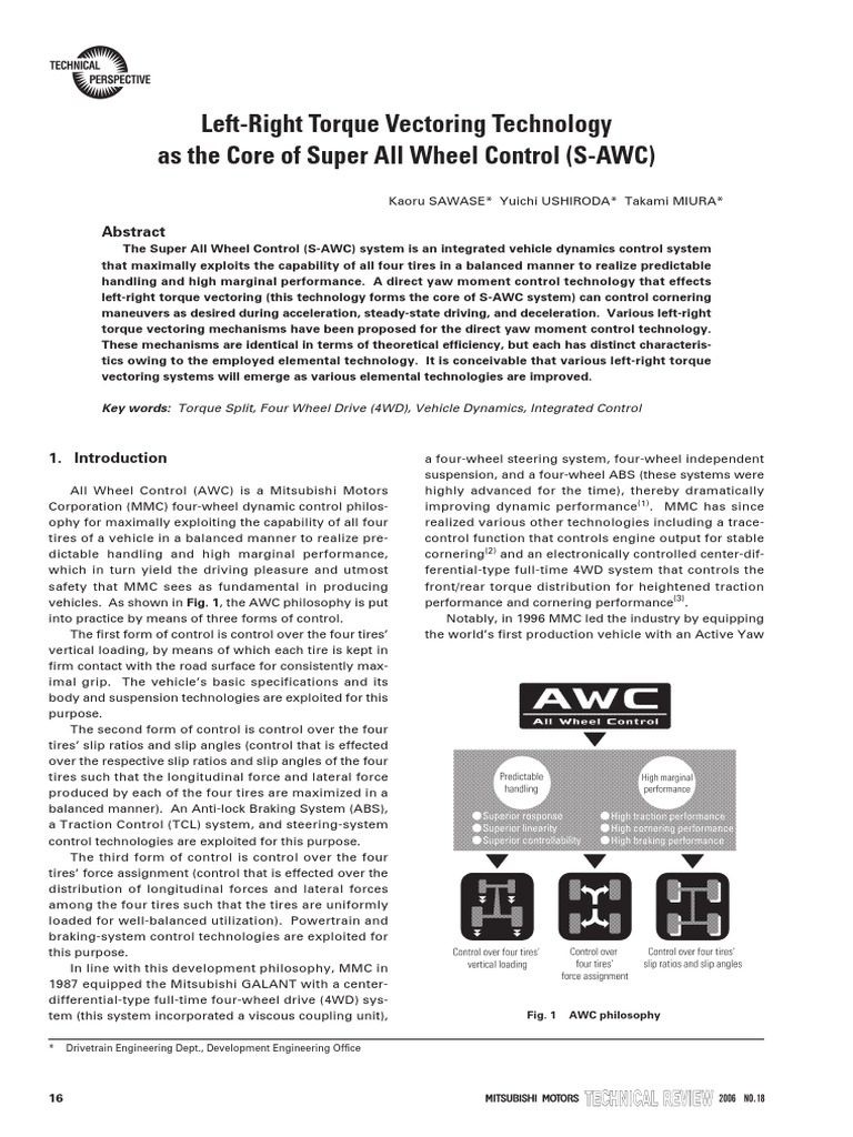 Mitsubushi's Torque Vectoring Technology | PDF | Four Wheel Drive ...