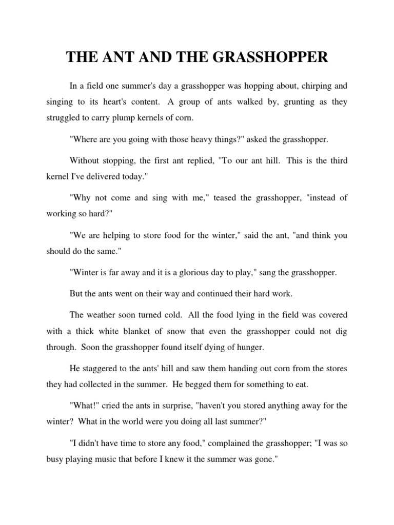 The Ant and The Grasshopper | PDF