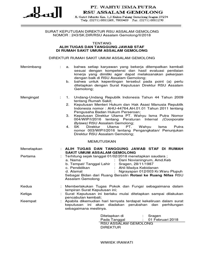 SK Mutasi Rotasi DB | PDF