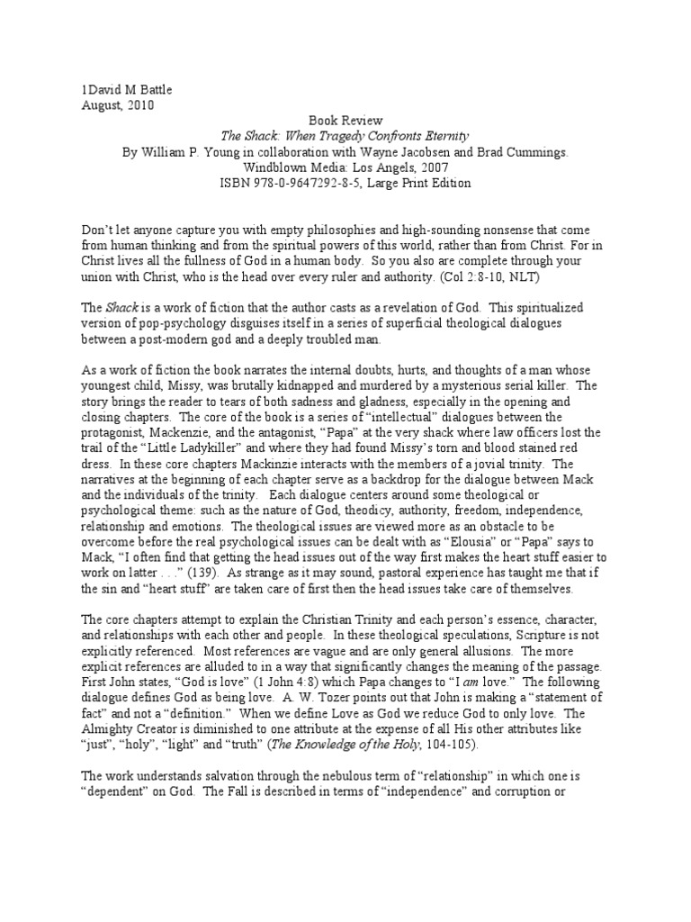 The Shack Review | PDF | Ancient Mediterranean Religions | Monotheism