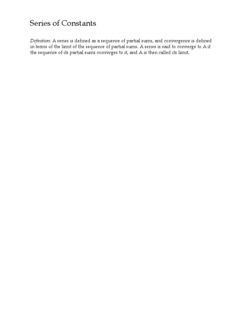 Series of Constants | PDF | Series (Mathematics) | Power Series