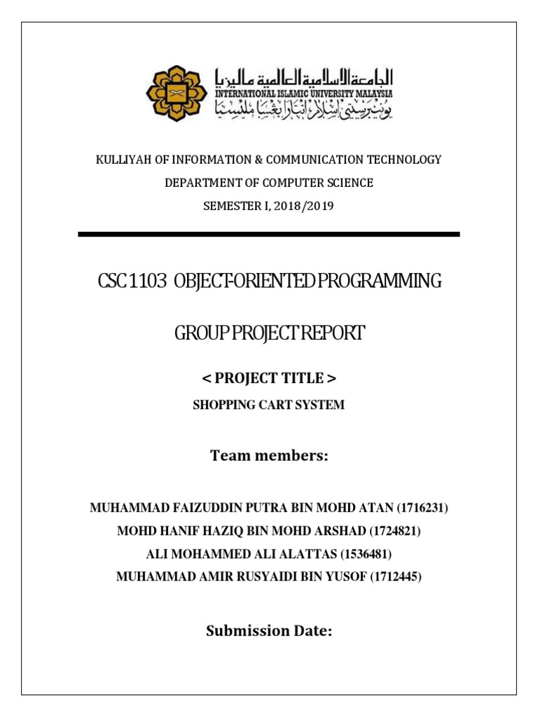 Csc 1103 Object Oriented Programming Group Project Report Pdf Usability Online Shopping