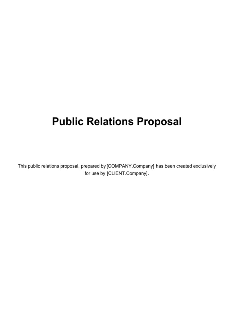 Public Relations Proposal - A8iGkyQcBvfgE3Jc2NytRG | PDF