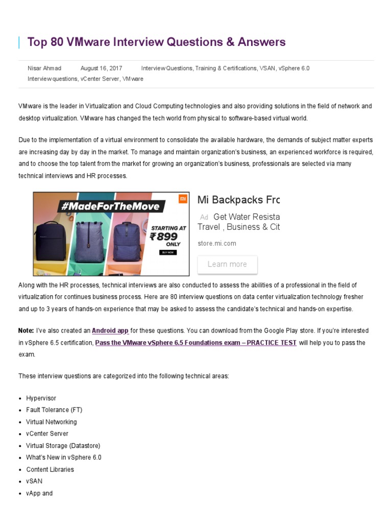 80 VMware Interview Questions & Answers - My Virtual Journey PDF | PDF | Virtual Machine ...