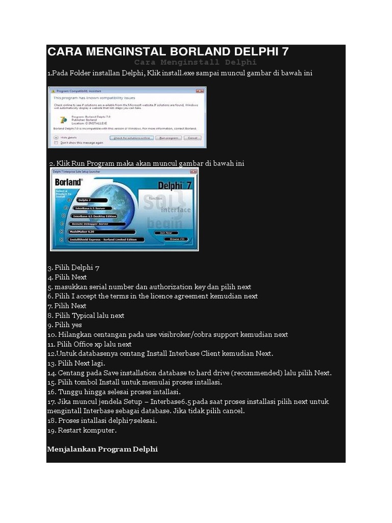 Cara Menginstal Borland Delphi 7 | PDF